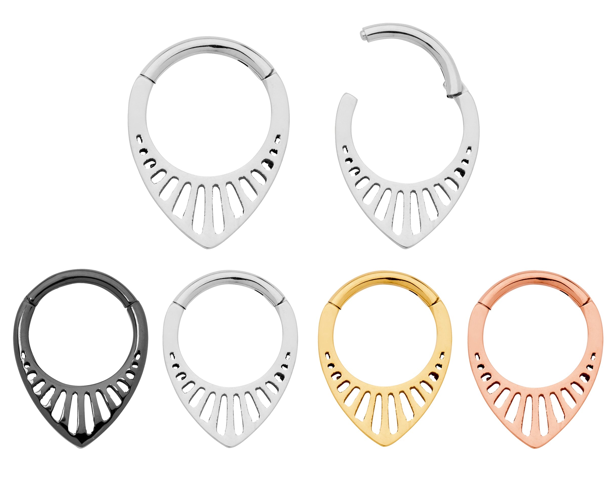 1 Pair Titanium Tear Drop Hinged Hoop Segment Rings Sleeper Earrings – PFGWholesale